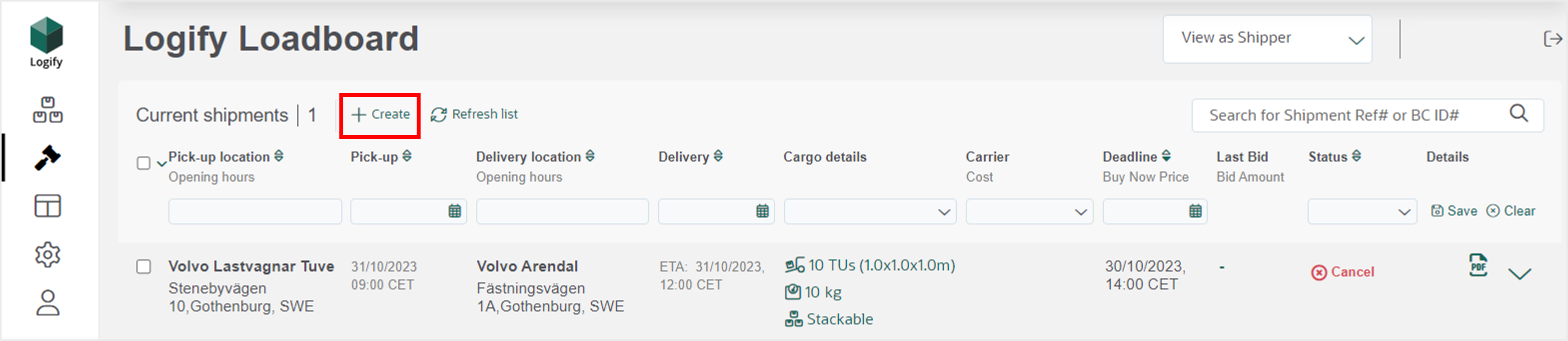 How to create a shipment offer? – Logivity AB